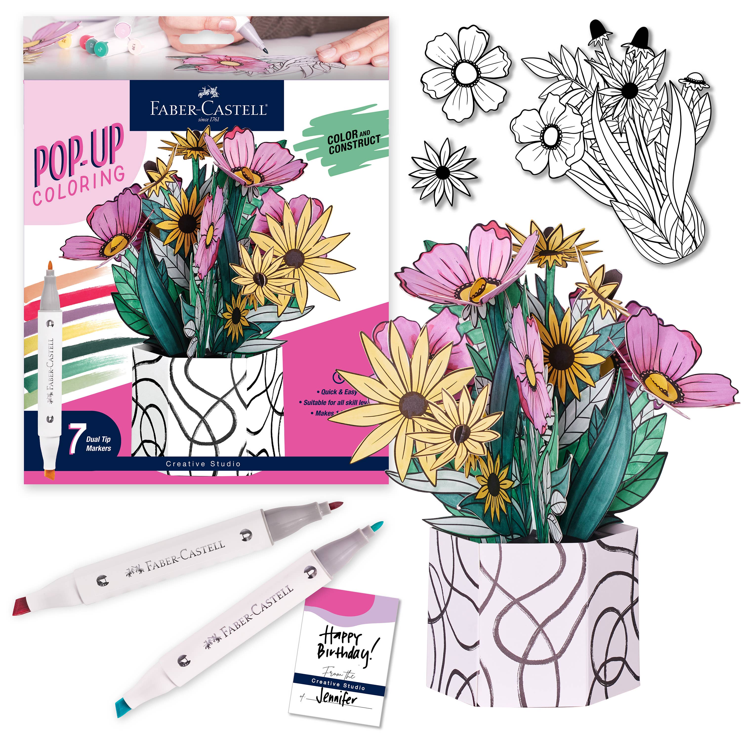 Faber-Castell - Pop Up Coloring Wildflower Bouquet - Adult Coloring ...
